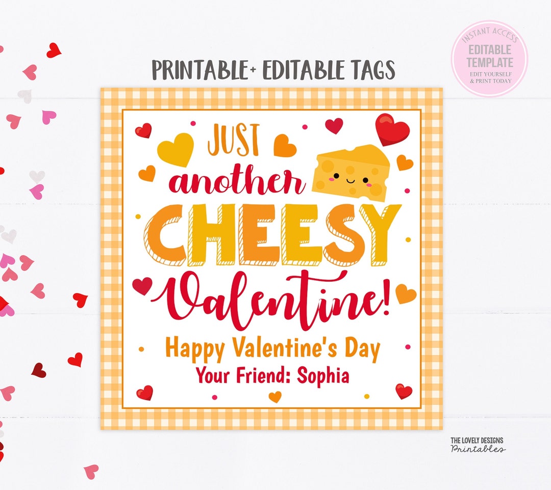 Just Another Cheesy Valentine Tag Valentine's Day Tag Cheese Crackers ...