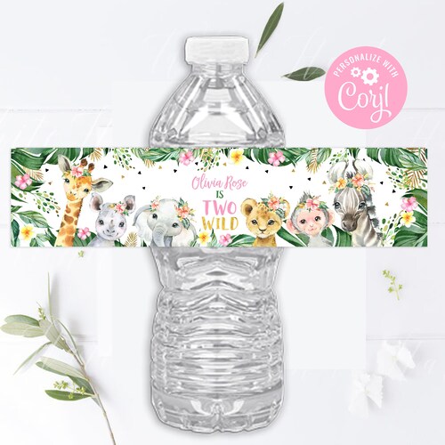 Safari Party Animals Bubble Bottle Labels Girl Jungle Two Wild - Etsy