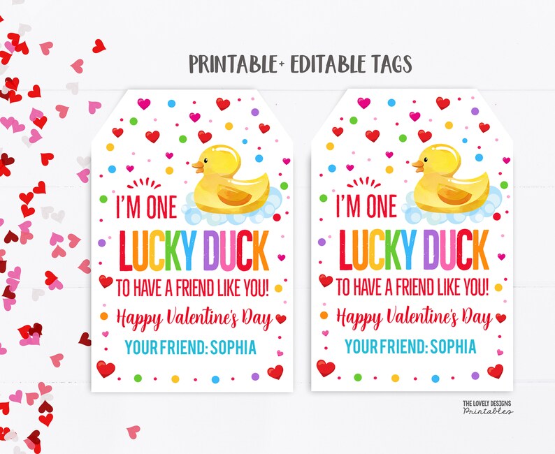 Editable Rubber Duck Valentine's Day Gift Tags Valentine - Etsy