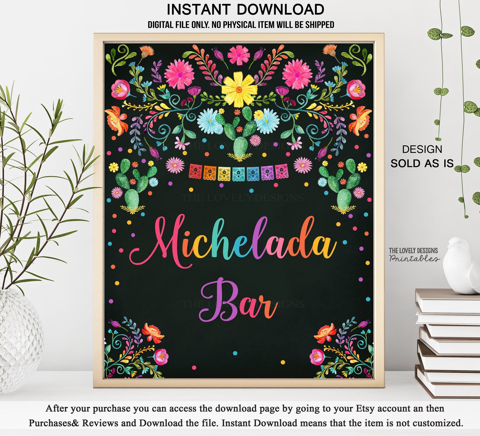 Fiesta Michelada Bar Sign Fiesta Mexican Chalkboard Fiesta Cactus ...