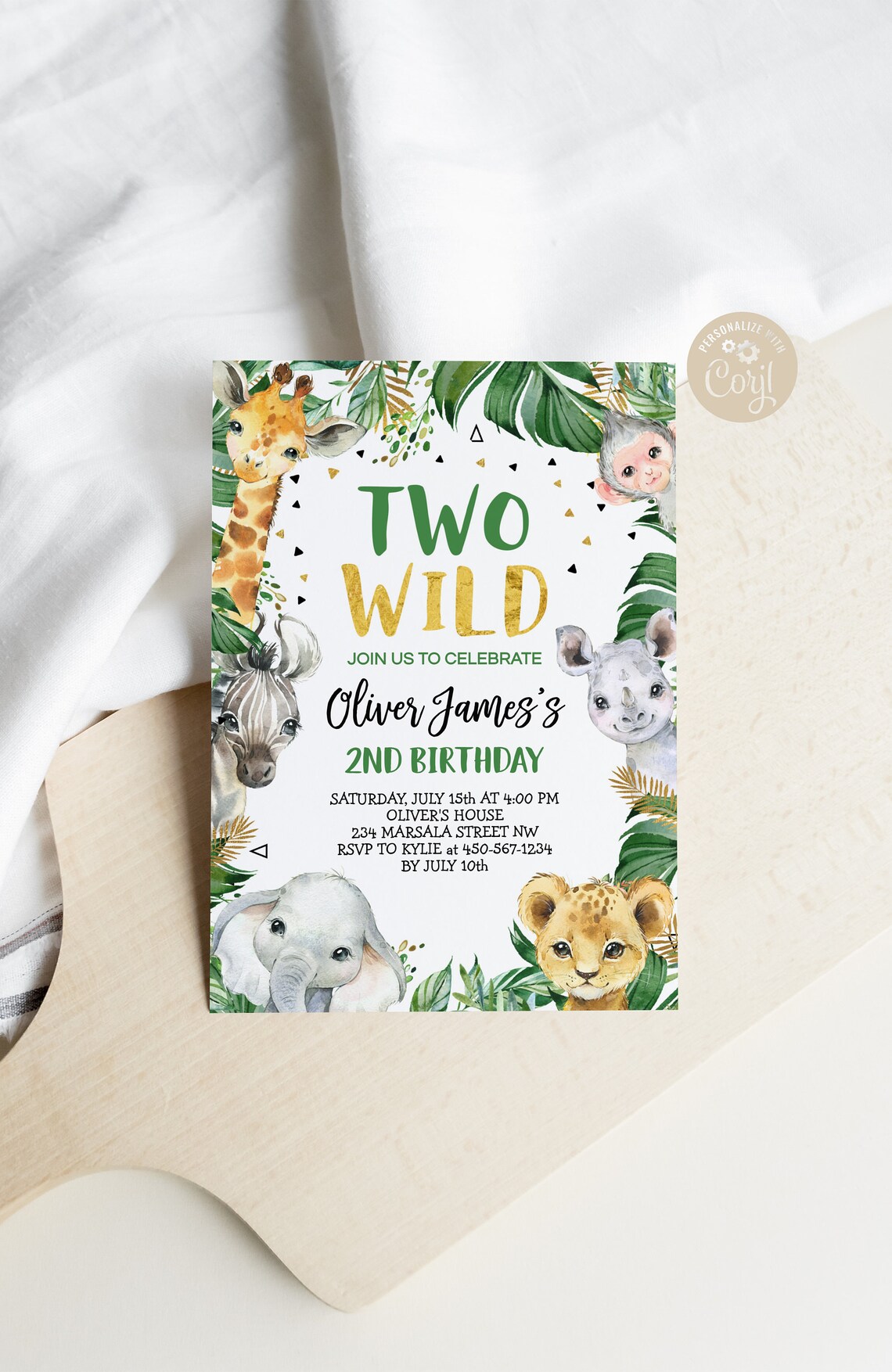 TWO Wild Birthday Invitation TWO Wild Jungle Birthday - Etsy