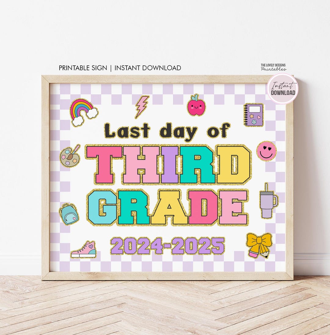 First Day of 3rd Grade Sign, First Day of Third Grade Sign, INSTANT ...