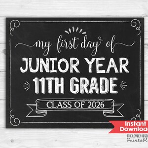 First Day of 11th Grade, First Day of Junior Year Sign Class of 2025 ...