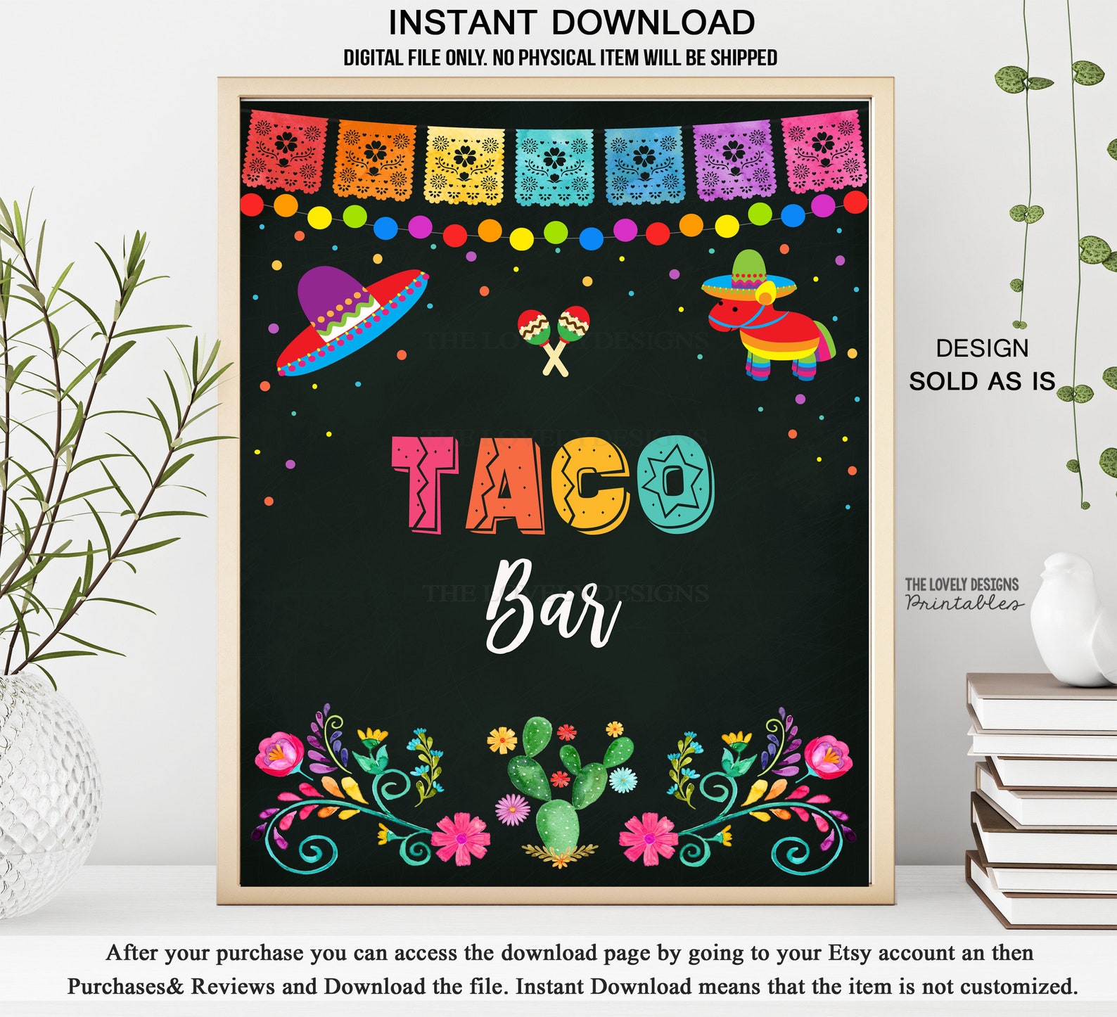 Fiesta Taco Bar Sign Piñata Fiesta Girl Birthday Party Sign - Etsy