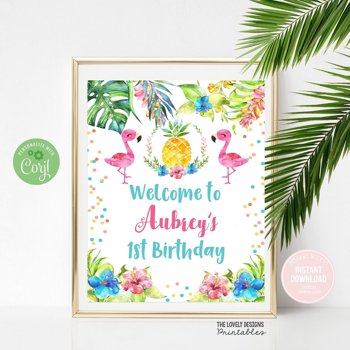 EDITABLE Flamingo Welcome Sign Pink Flamingo Birthday Party - Etsy