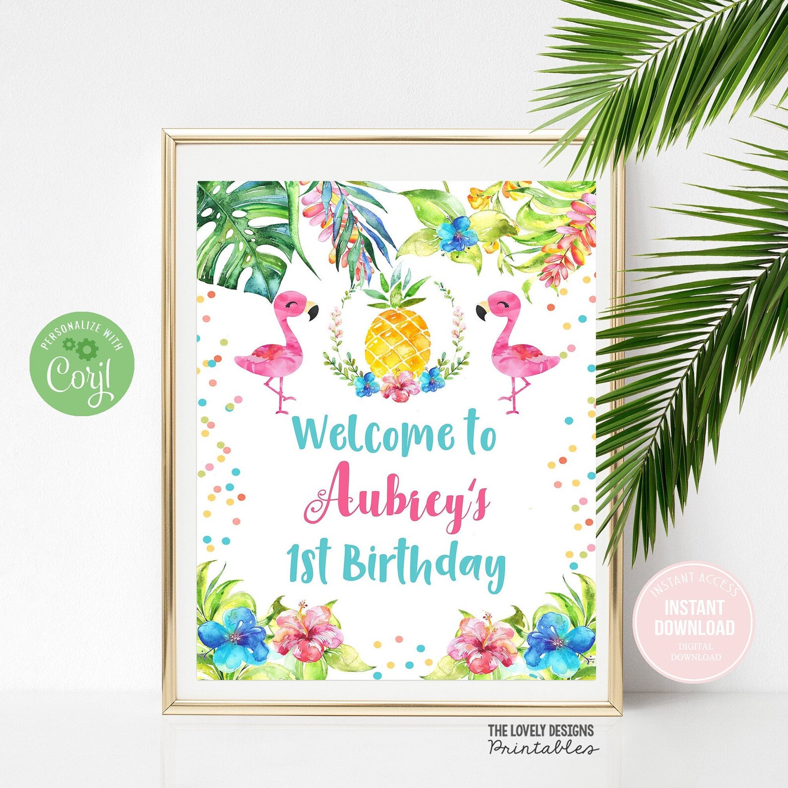 EDITABLE Flamingo Welcome Sign Pink Flamingo Birthday Party - Etsy