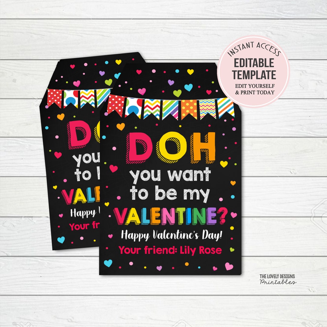 Doh You Want to Be My Valentine,play Dough Valentine Tag, Playdough ...
