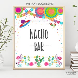 Nacho Bar Sign Fiesta Party Sign Mexican Cactus Baby Shower Fiesta ...