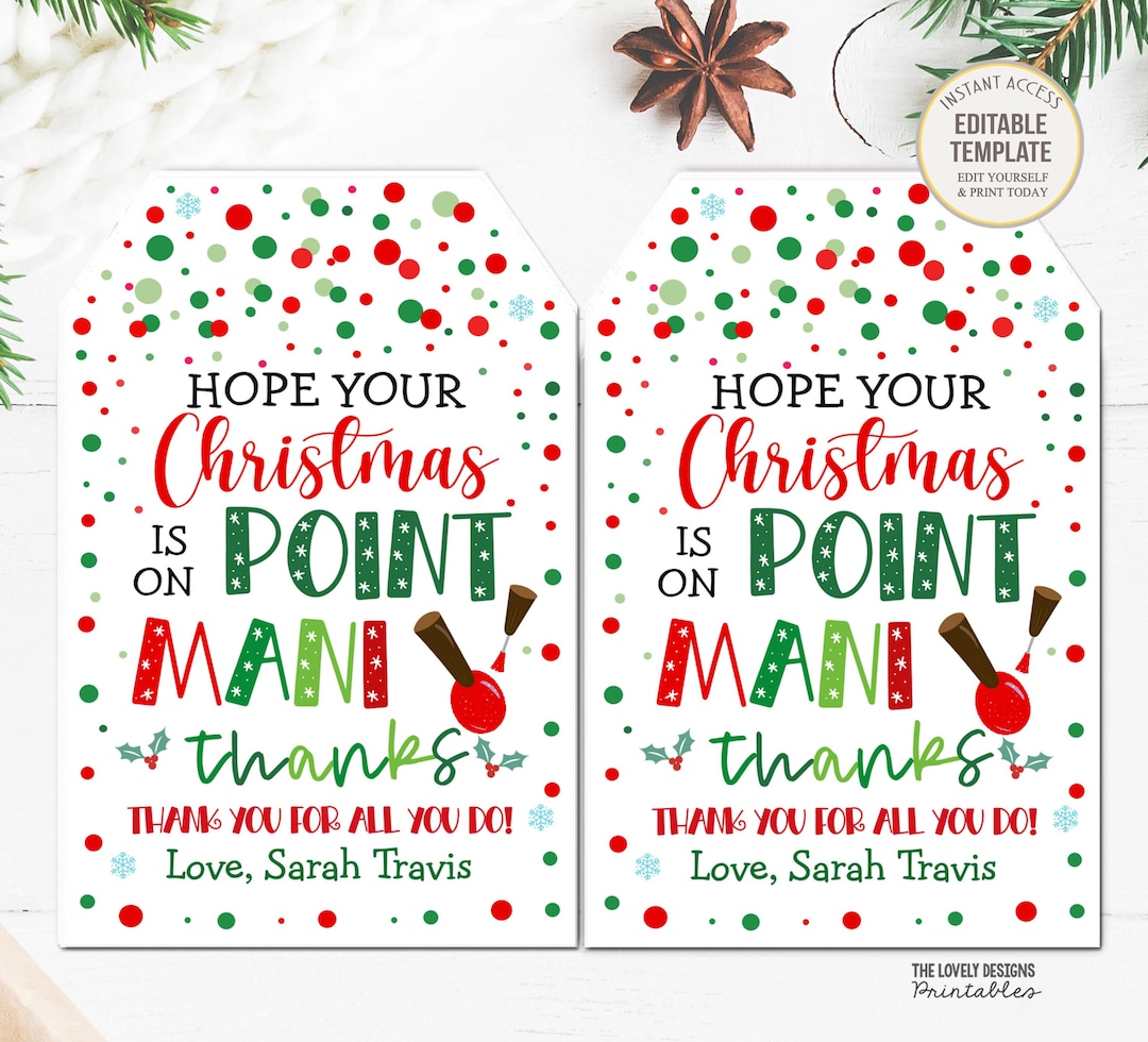 Manicure Gift Tag Nail Polish Set Press Ons Nails Christmas is on Point ...