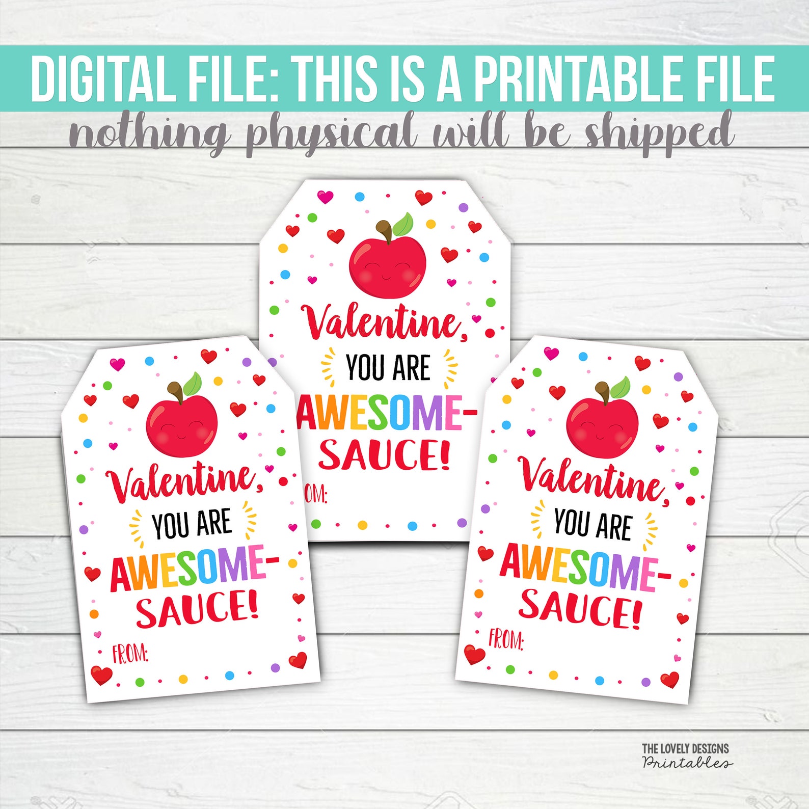 Applesauce Valentine Gift Tag You're Awesome Sauce - Etsy