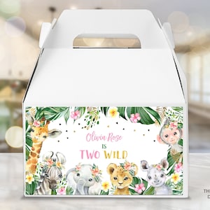 Editable Jungle Two Wild Gable Box Label Gift Box Label Printable ...