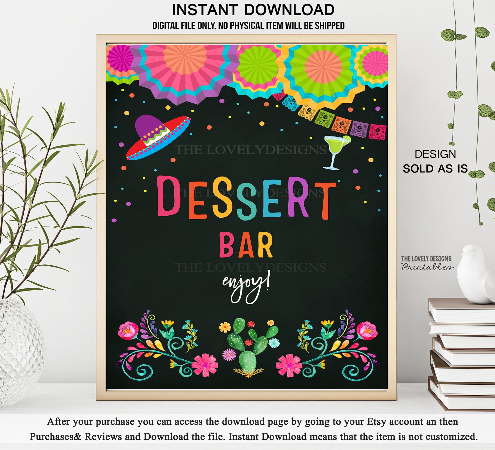 Fiesta Dessert Bar Sign Fiesta Bridal Shower Sign Fiesta Chalkboard ...