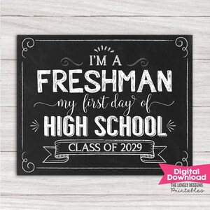 First Day of 9th Grade Sign, First Day of Freshman Year Sign, Class of ...
