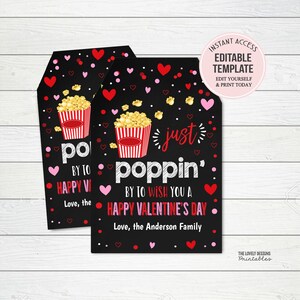 Valentine Popcorn Gift Tags, Valentine Appreciation Tag Coworker Office ...
