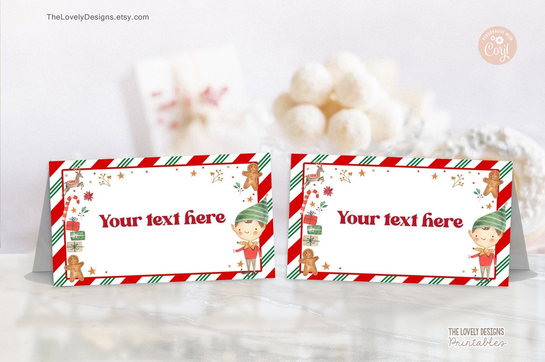 EDITABLE Christmas Place Cards Template Holiday Card Dinner Table ...