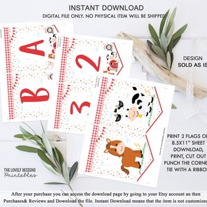 Farm Banner A-Z Alphabet Numbers Farm Animals Happy Birthday Banner ...