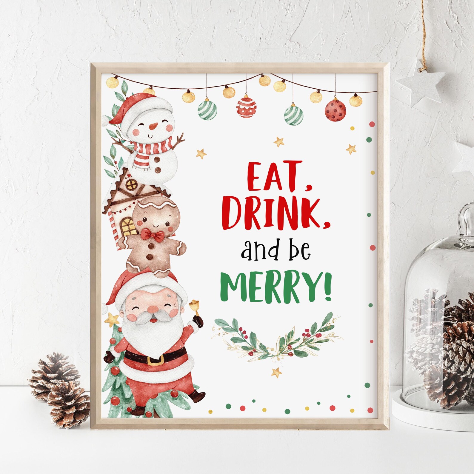 Christmas Party Sign Bundle Christmas Sign Set Santa Claus Table Sign ...