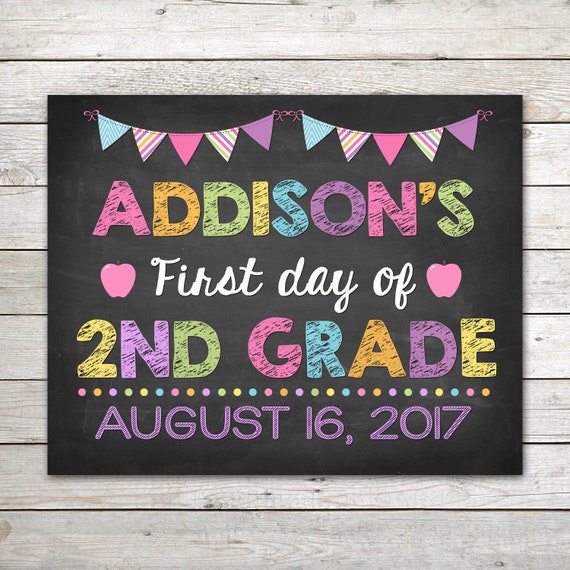 First Day of School ANY Grade Pastel Colors Chalkboard Photo - Etsy