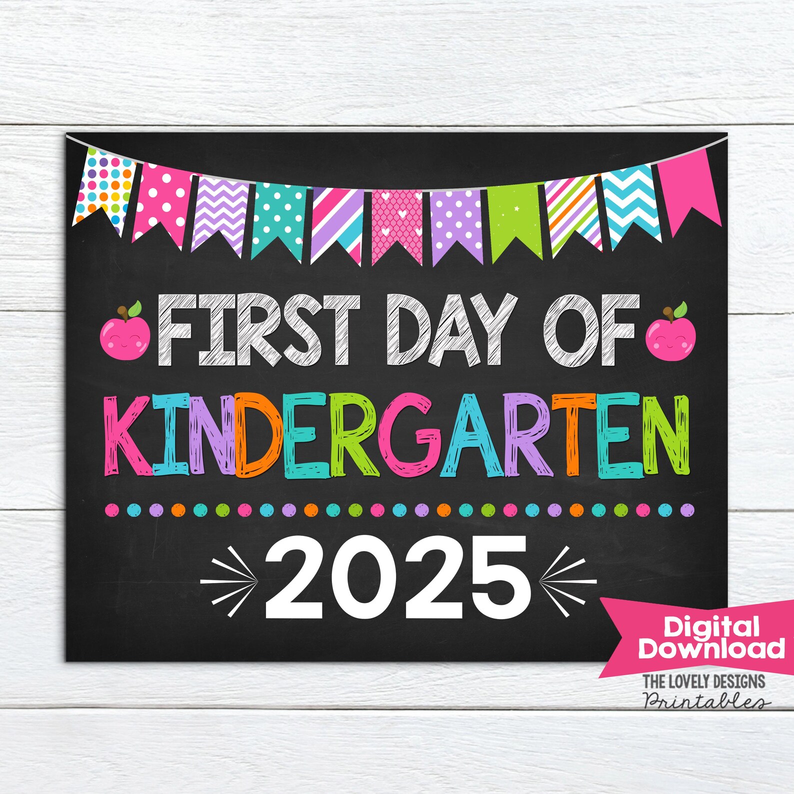 Girl First Day of Kindergarten Sign Printable Back to School Sign ...