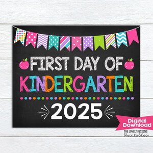 Girl First Day of Kindergarten Sign Printable Back to School Sign ...