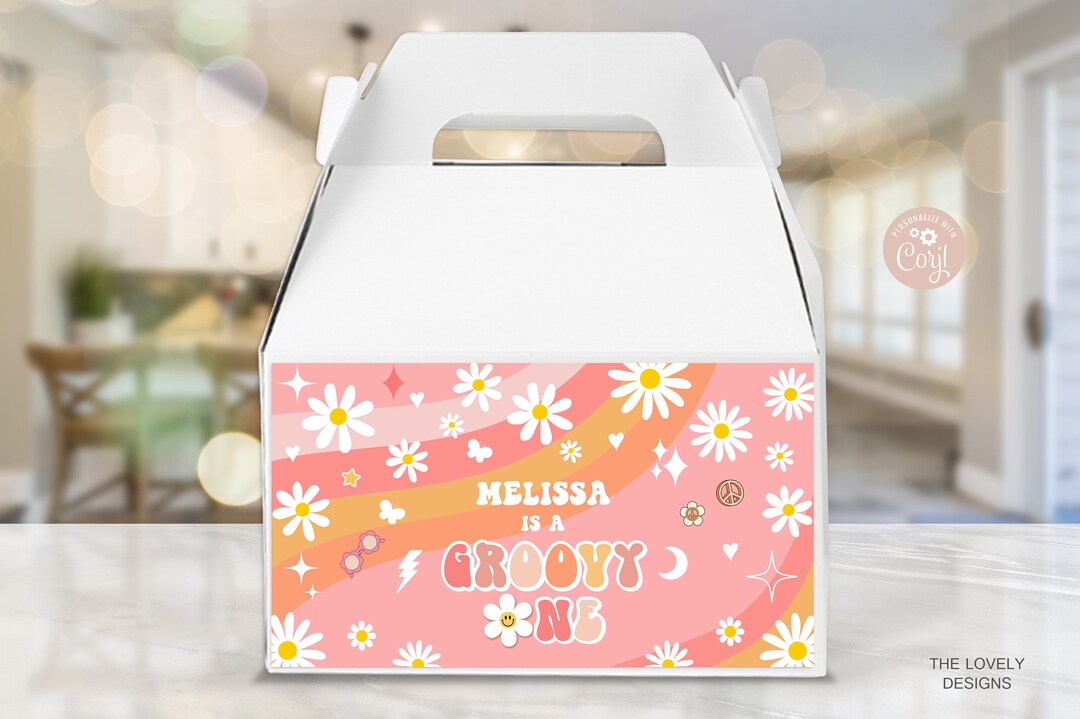Groovy 1st Birthday Gable Box Label Groovy One Favor Bags Groovy ...