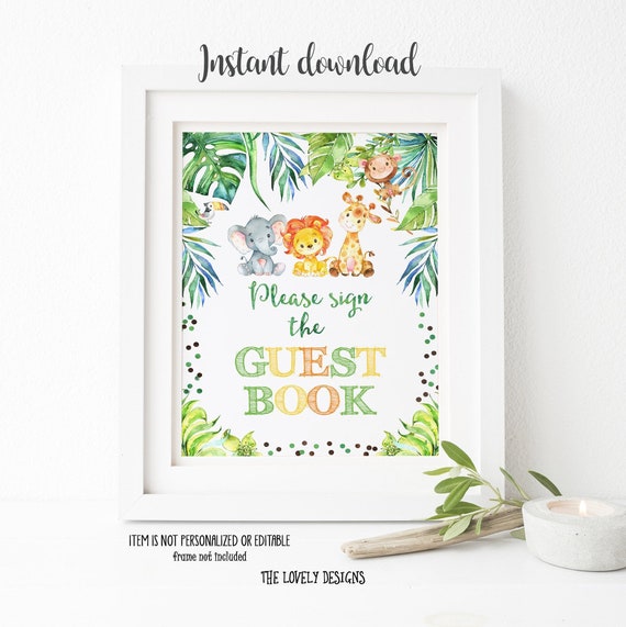 Jungle Guest Book Sign Jungle Baby Shower Jungle Safari Baby | Etsy