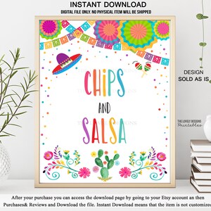 Fiesta Chips and Salsa Sign Fiesta Birthday Sign Mexican Cactus Shower ...