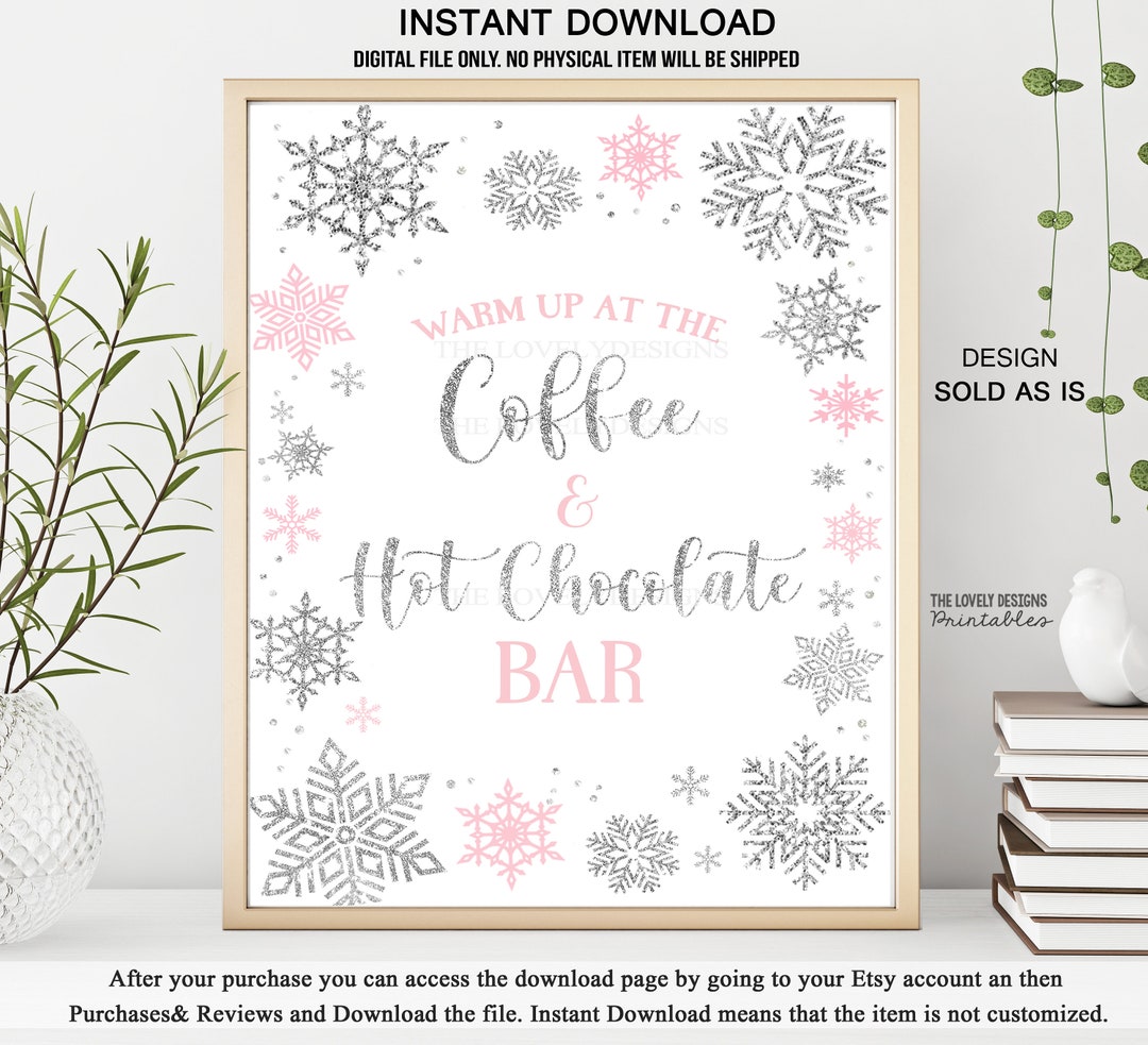 Winter Coffee and Hot Chocolate Bar Sign Winter Snowflakes - Etsy