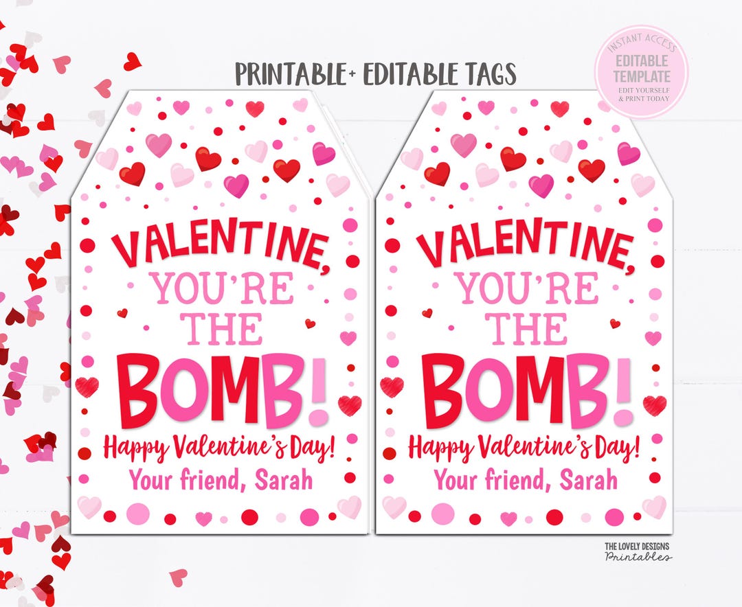 You're the Bomb Tag Valentine's Day, Bath Bomb Valentine Gift Tag, Hot ...
