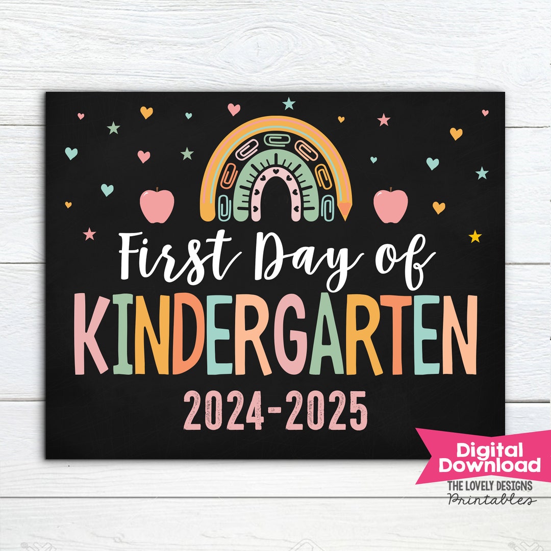 Rainbow First Day of Kindergarten Sign ,girl First Day of Kindergarten ...