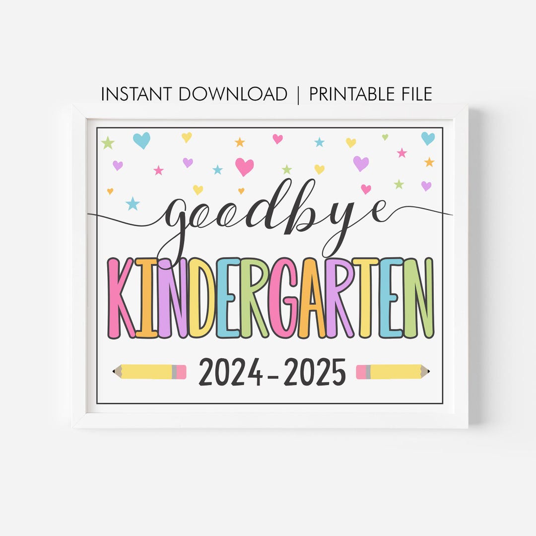 Girl Last Day of Kindergarten Sign Printable School Sign Poster Photo ...