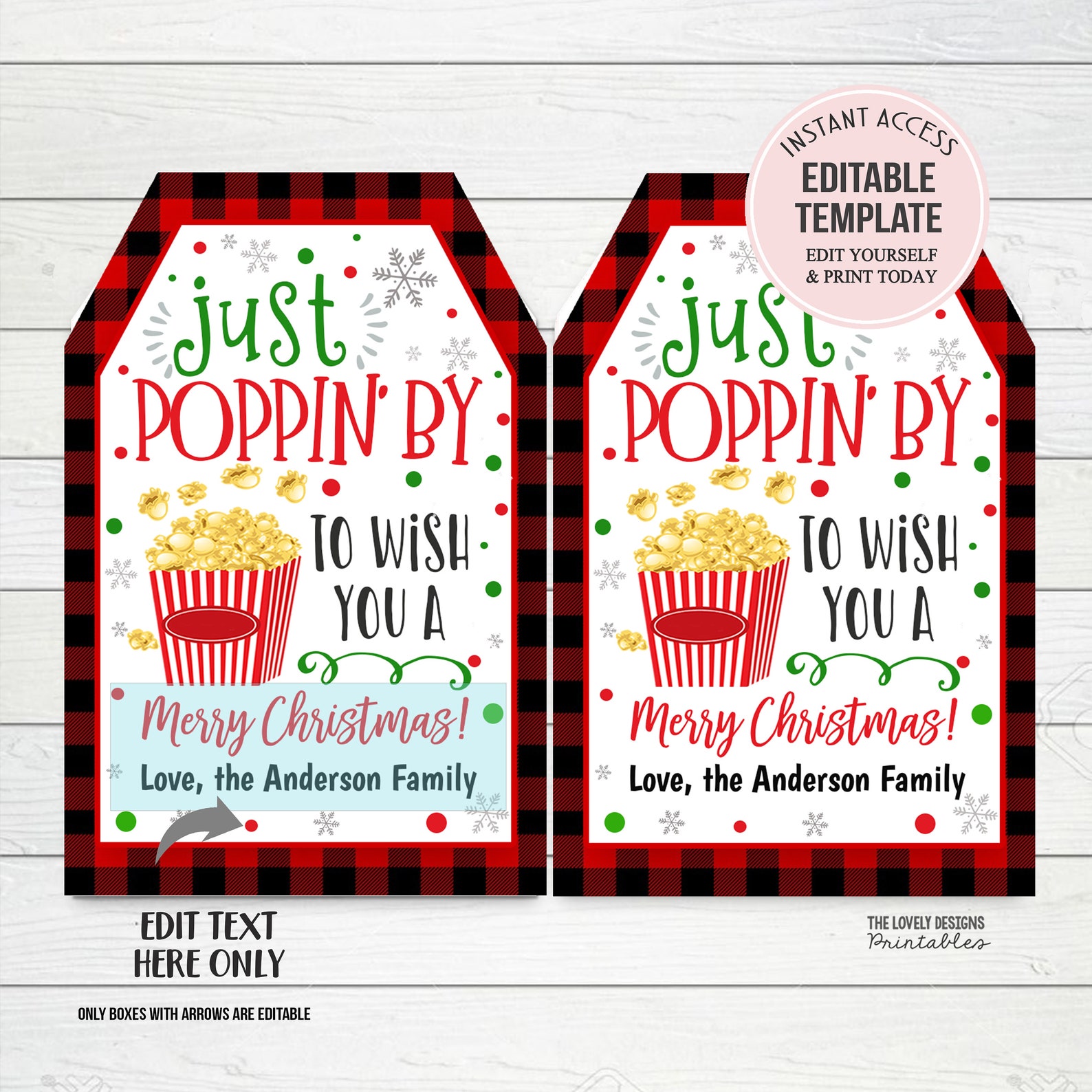 Holidays Popcorn Gift Tag Secret Santa Office Staff Teacher Gift ...