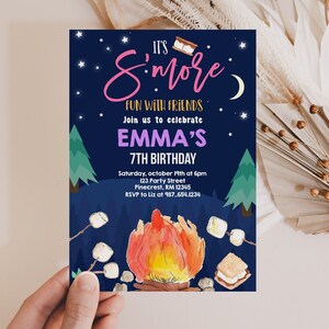 Editable S'mores Birthday Invitation Camping Bonfire Birthday Party ...