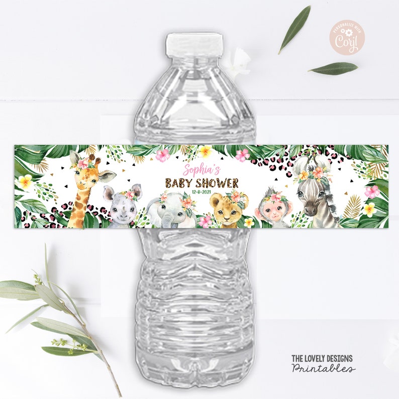 Editable Leopard Print Bottle Label Baby Shower Bottle Label - Etsy