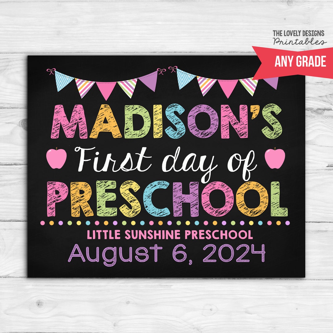 First Day of School, ANY Grade, Pastel Colors Chalkboard Photo Prop ...