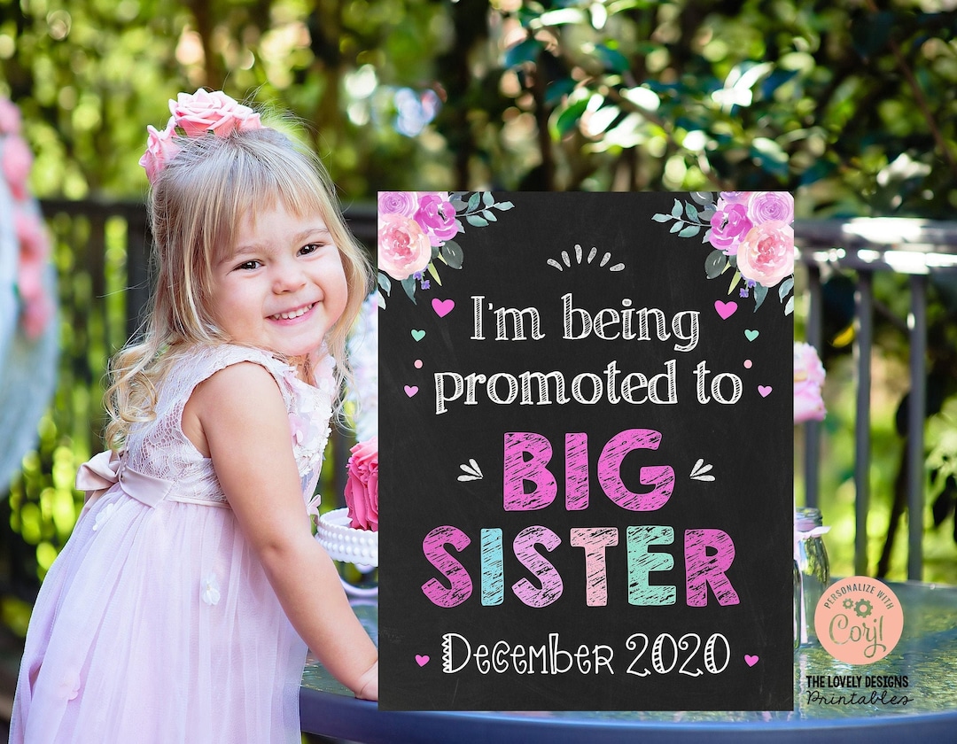 Editable Big Sister Pregnancy Announcement Promoted to Big Sister Sign ...