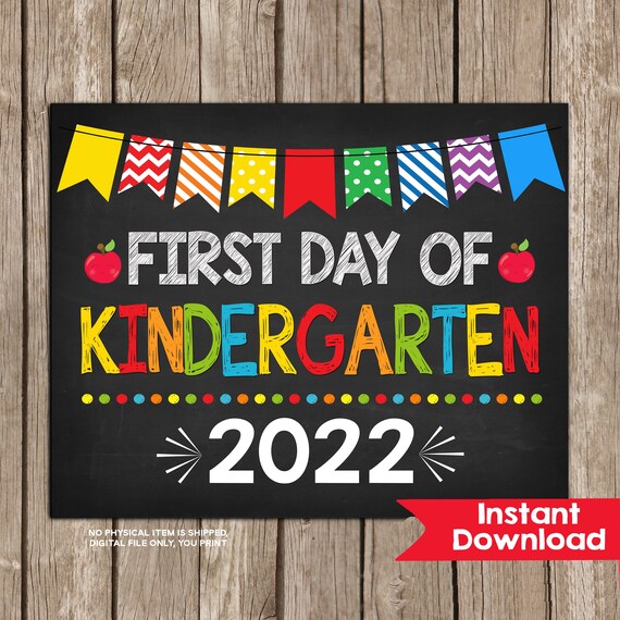 First Day of Kindergarten Sign Back to School Sign Chalkboard - Etsy