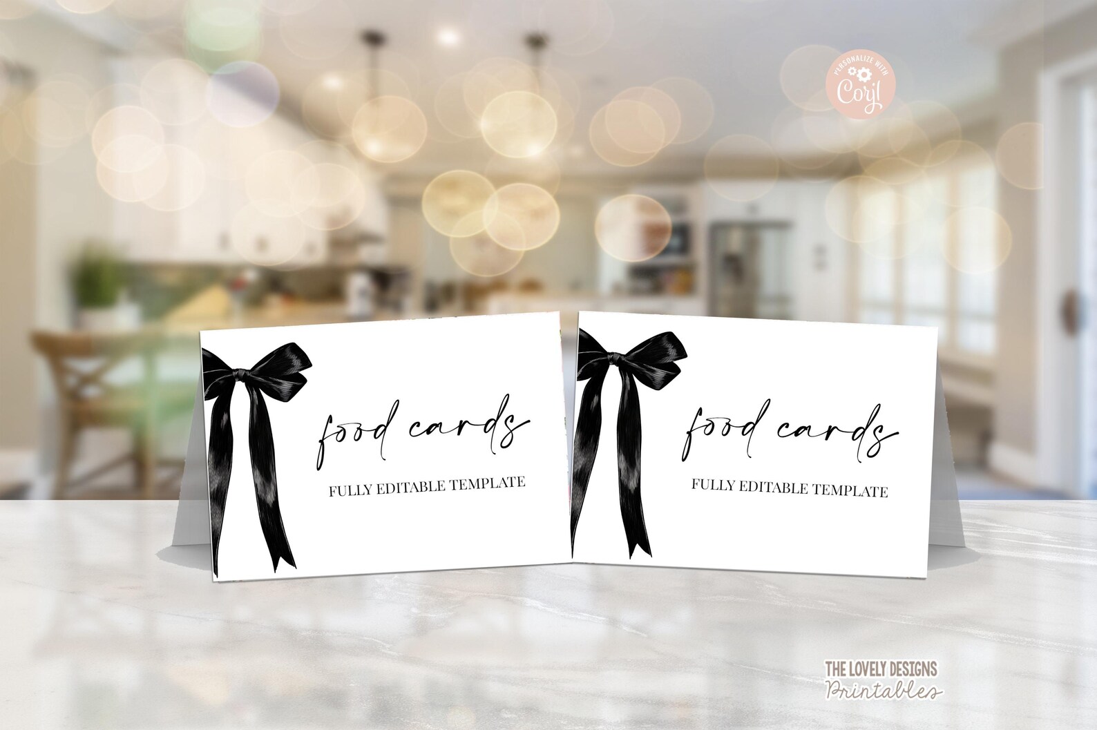 EDITABLE Food Tent Label Graduation Place Cards Graduation Black Bow ...
