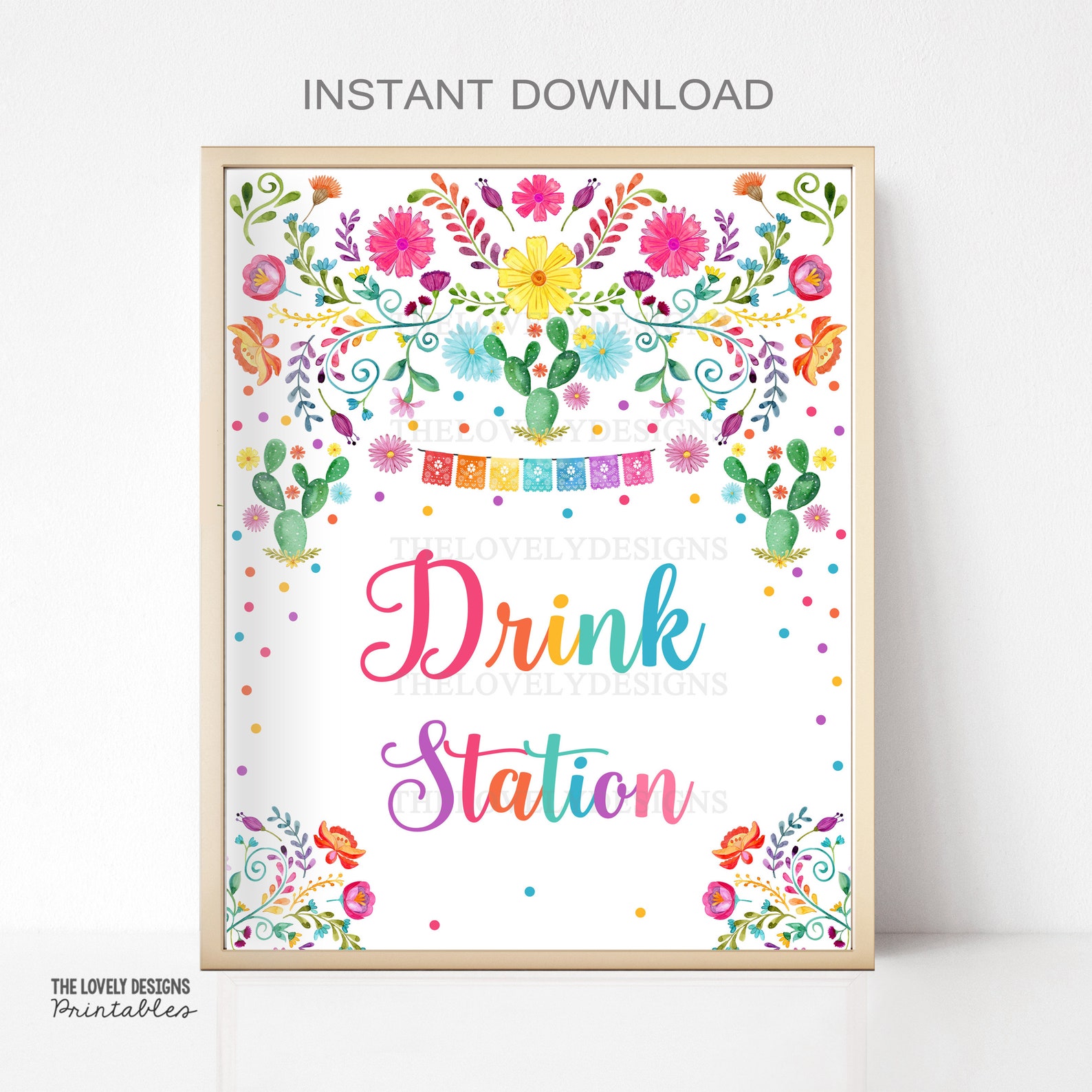 Fiesta Drink Station Sign Fiesta Birthday Sign Fiesta Mexican Cactus ...