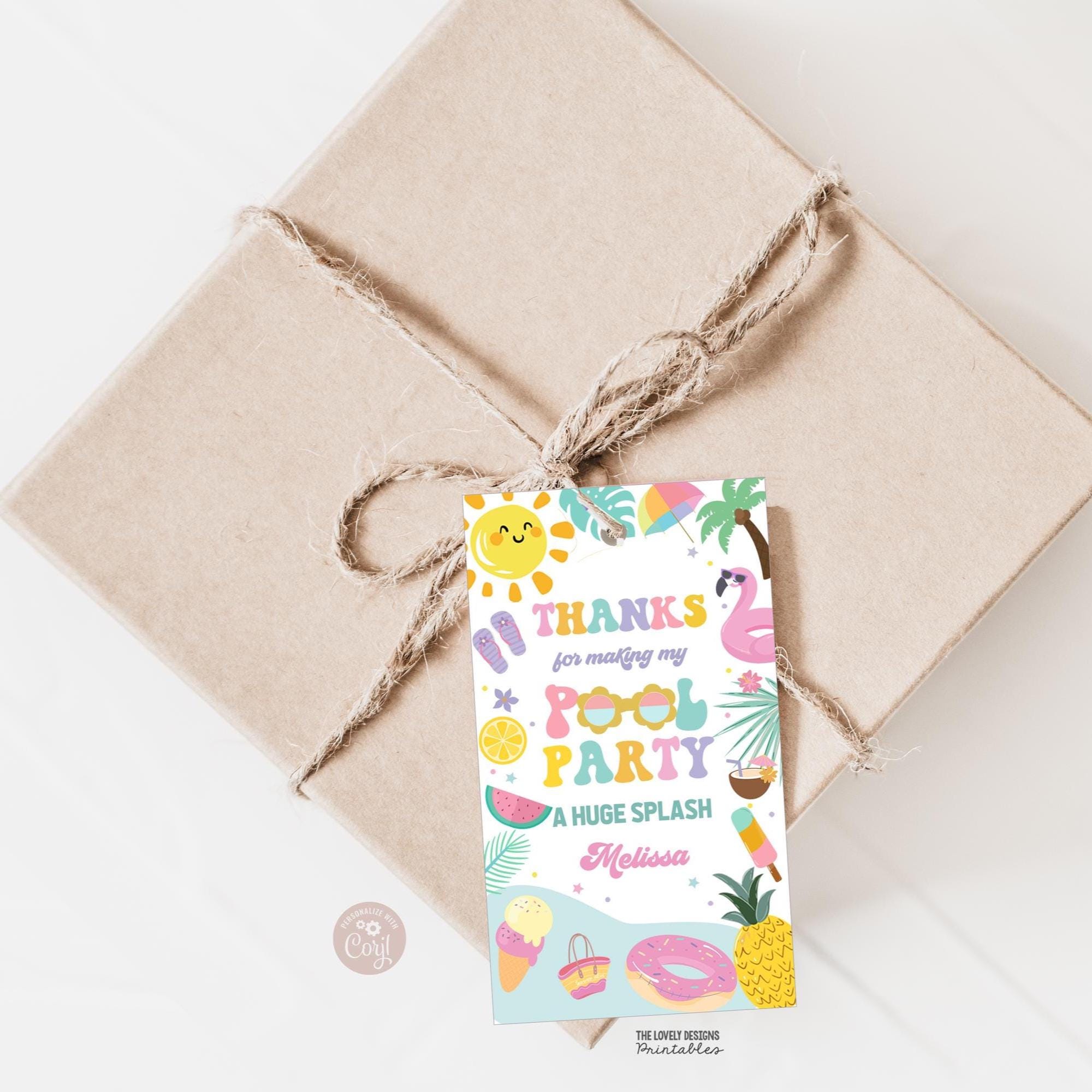 Editable Pool Party Tags Splish Splash Pool Birthday Tag Printable ...