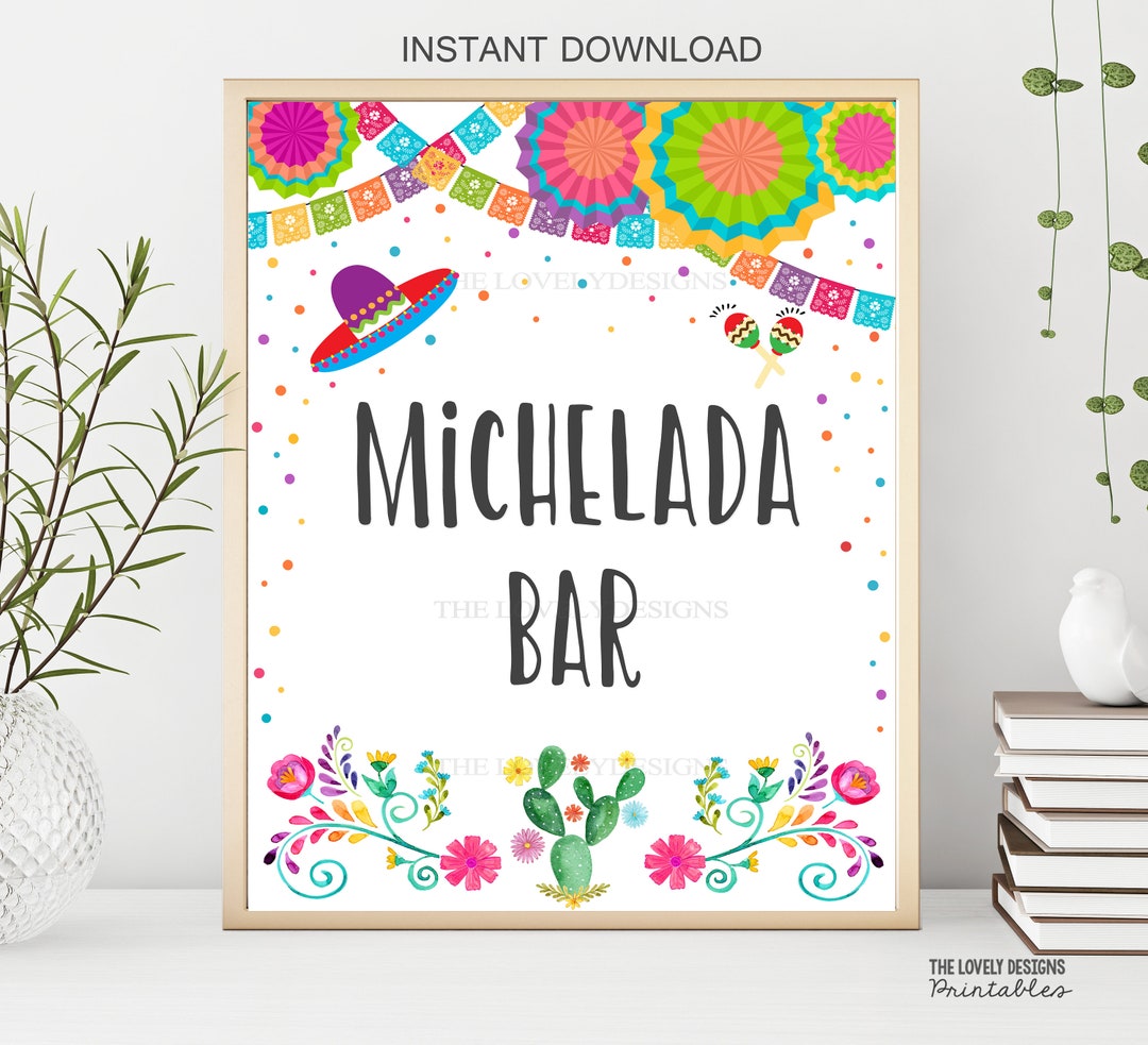 Michelada Bar Sign Fiesta Party Sign Mexican Cactus Baby Shower Fiesta ...