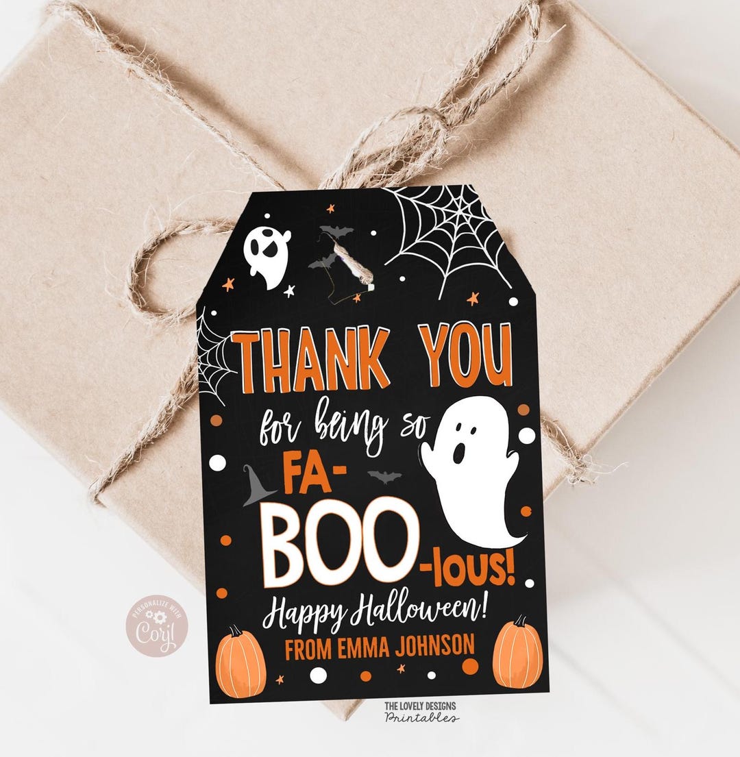 Editable Halloween Favor Tag: Fab-boo-lous Ghost Gift (digital Download ...