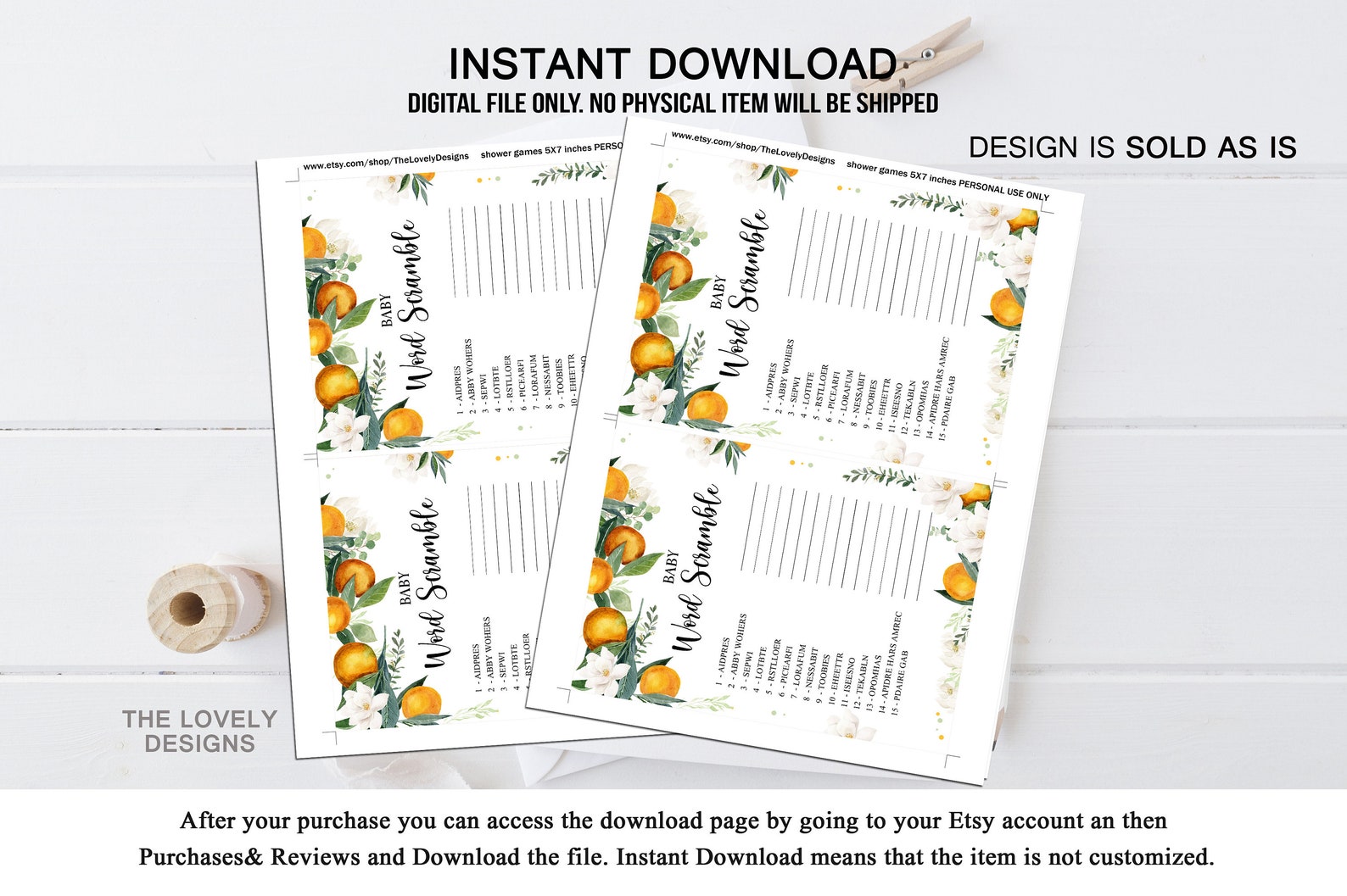 Orange Baby Word Scramble Game Little Cutie Baby Shower Game - Etsy