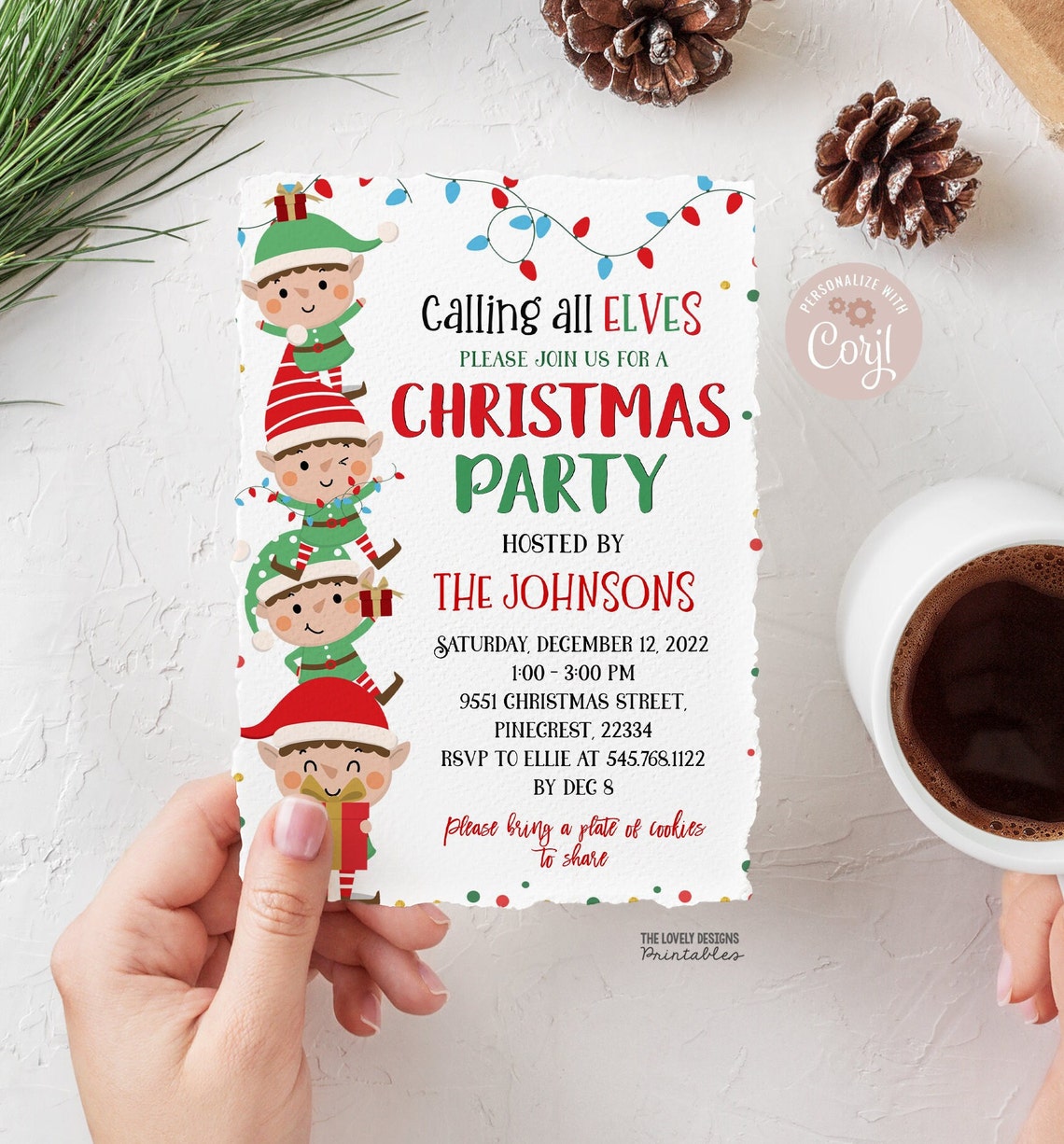 Editable Christmas Party Invitation Cute Elves Kids Party Elf - Etsy