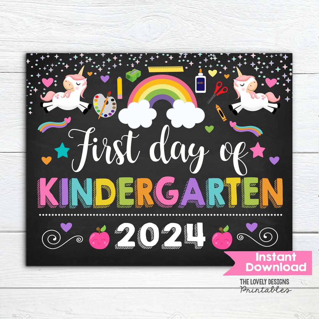 Unicorn First Day of Kindergarten Sign ,girl First Day of Kindergarten ...