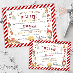 Editable Santa Claus Official Nice List Certificate Letter From Desk ...