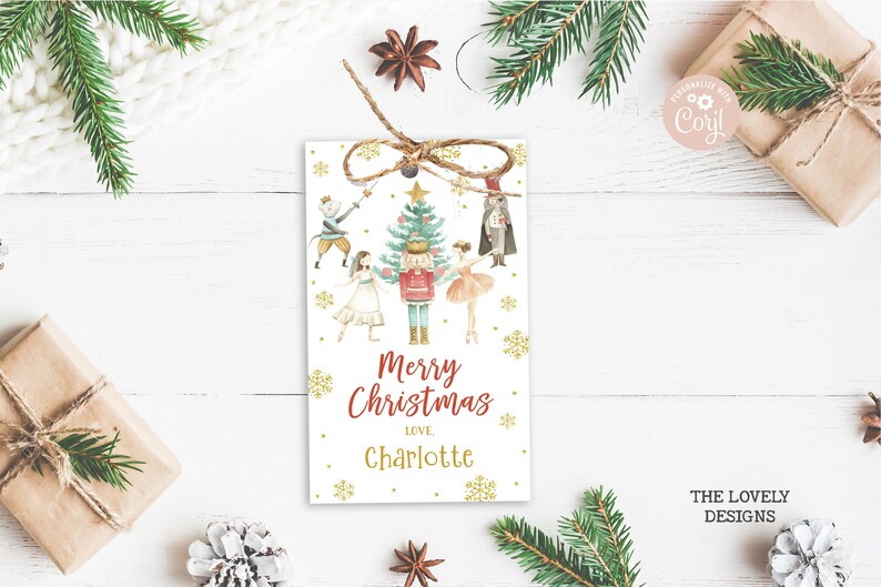 EDITABLE Nutcracker Favor Tag Nutcracker Watercolor Gift Tag Sugar Plum ...