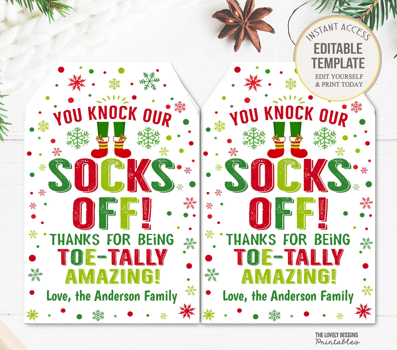 Christmas Sock Gift Tags Staff Toe-tally Amazing Teacher Staff Nurse ...