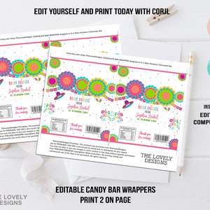 EDITABLE Fiesta Candy Bar Wrapper Fiesta Birthday Fiesta Mexican Cactus ...