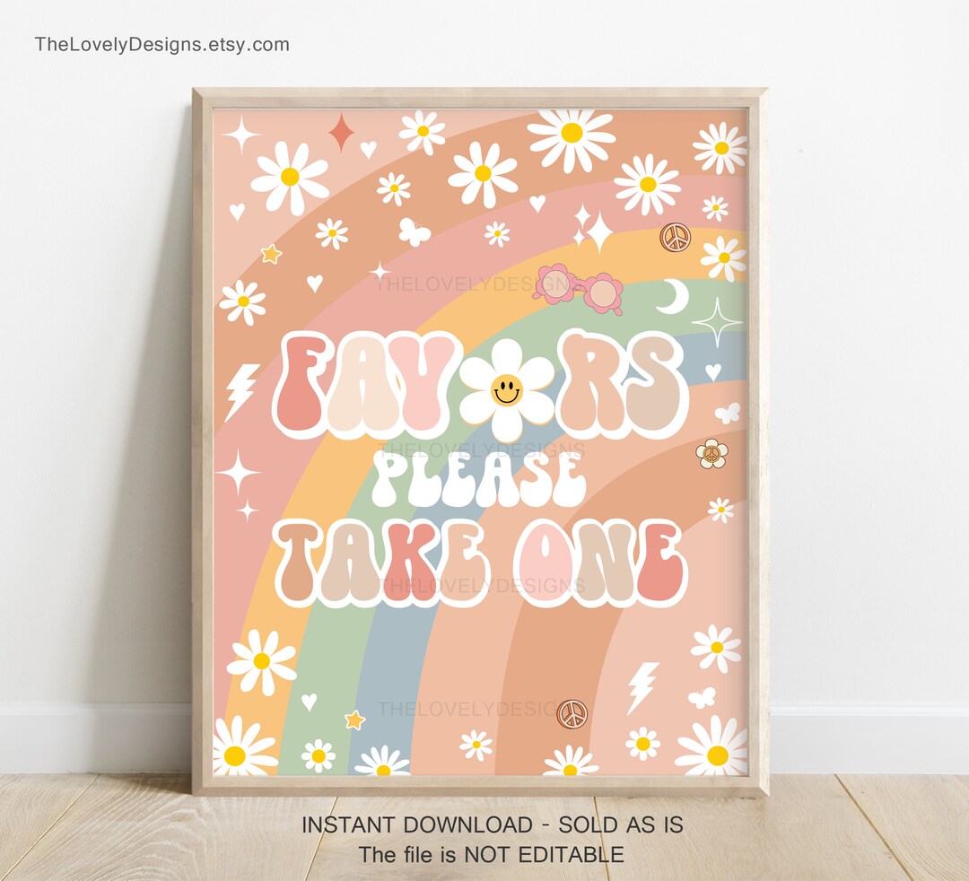 Groovy Favors Please Take One Sign Groovy Birthday Party Decor 70 ...